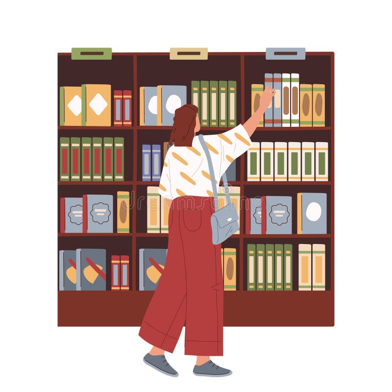 Vector Bookstore or Library with Bookcase. Book Stock Vector ...