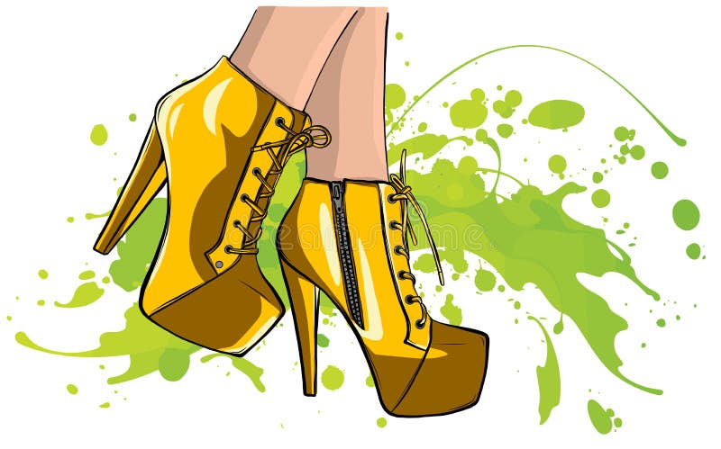 Vector Boots in Woman Legs Ink Illustration Stock Vector - Illustration ...