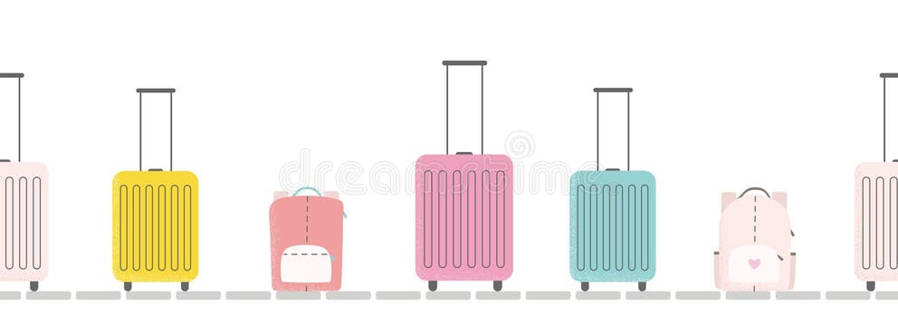 Vector Border with Backpack, Baggage on Luggage Claim. Stock Vector ...