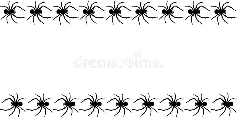 Vector Border, Frame from Black Silhouettes Spiders. Horizontal Top and ...