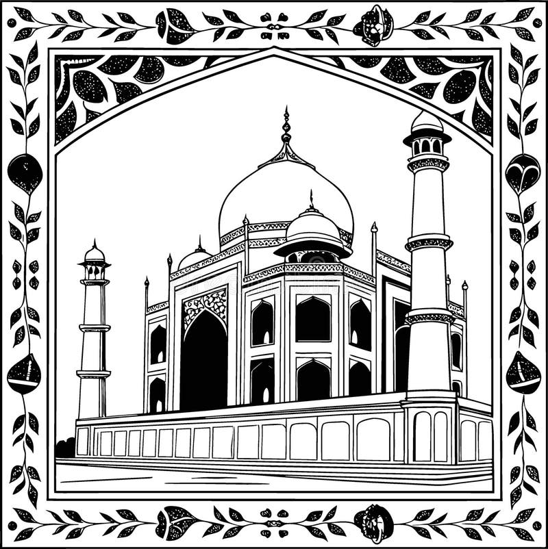 Vector Border Frame with Mughal Inspired Pattern Stock Vector ...