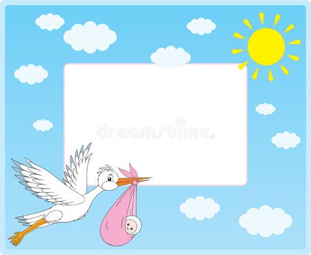 Vector Border with Stork and Newborn Stock Vector - Illustration of ...