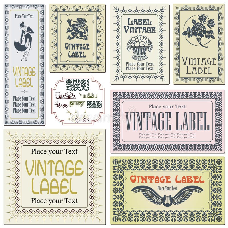 7 Vector Border Style Labels on the Basis of Brushes Stock Vector ...