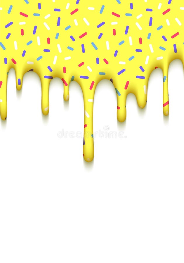 Vector Border with Yellow Ice Cream Dripping Down. Splash Paint ...