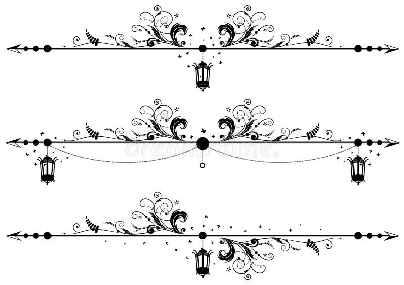 Ivy Border with Street Lamp Stock Vector - Illustration of border ...