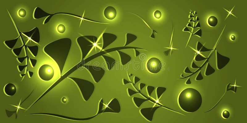 Vector Botanical Pattern of Marsh Plant Elements on a Dark Green Stock ...