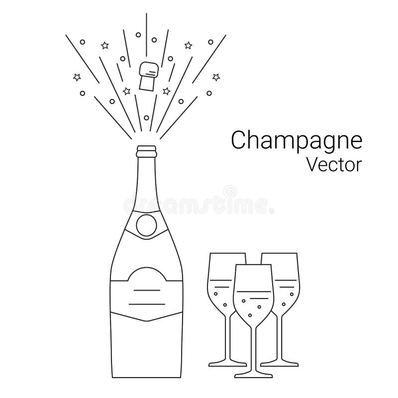 Glass Bottle Silhouette Outline Champagne Stock Illustrations – 6,136 ...
