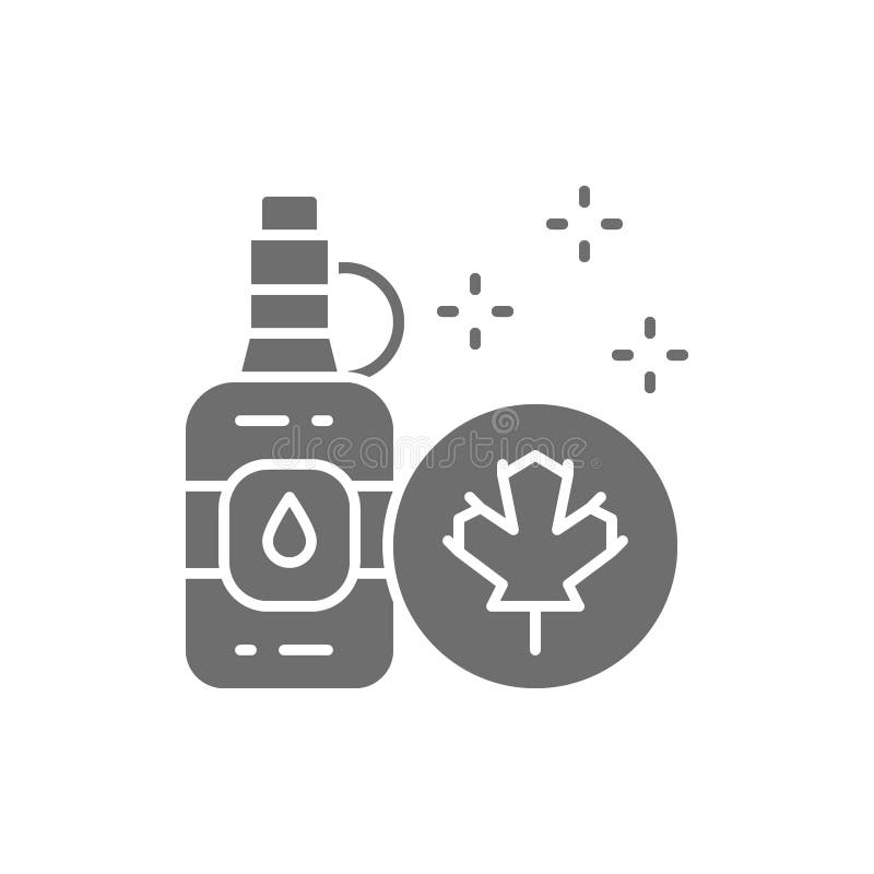 Vector Bottle of Maple Syrup Grey Icon. Stock Vector - Illustration of ...