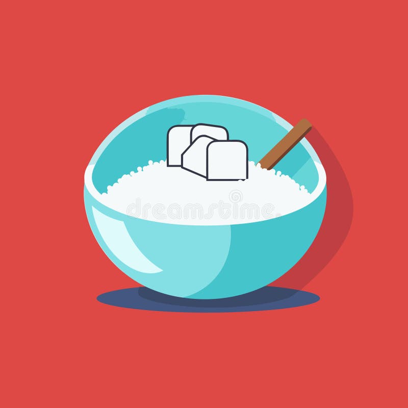 Vector of a Bowl of Sugar with a Spoon in it Stock Vector ...
