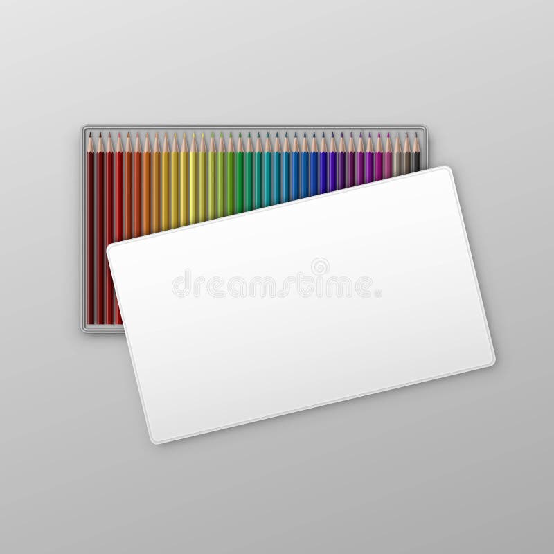Vector Box of Colored Pencils Isolated on Background Stock Vector ...
