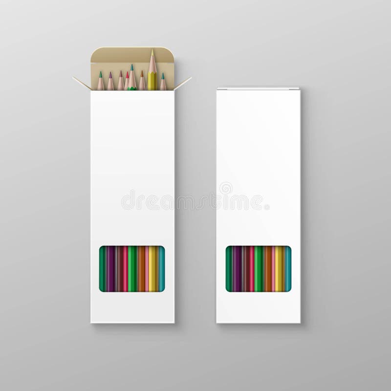 Vector Box of Colored Pencils Isolated on Background Stock Vector ...