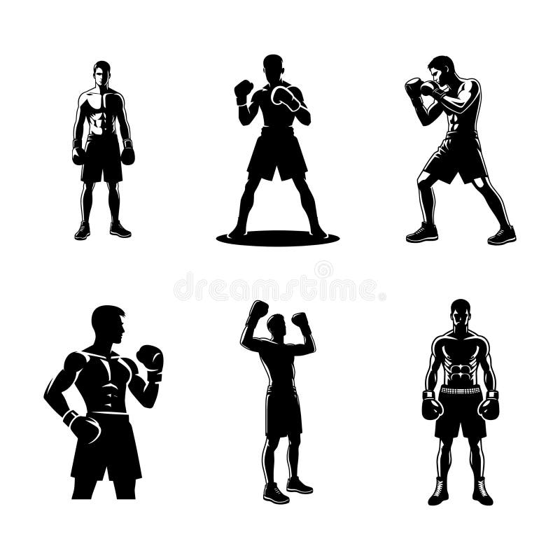 Vector a Boxer Stand with Pose Vector Silhouettes. Stock Illustration ...