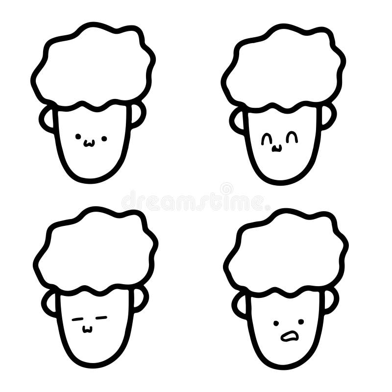 Vector Boy S Face with Various Expressions Doodle Style Cute ...