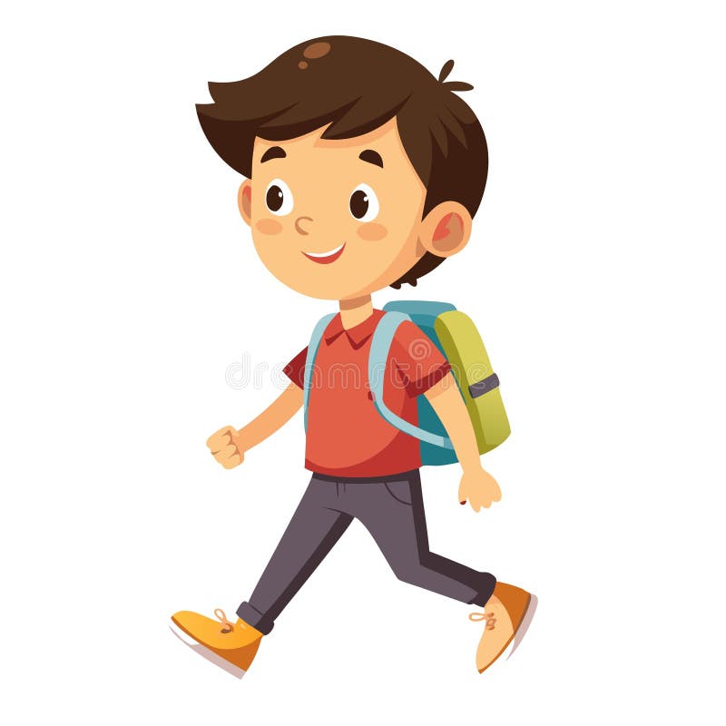Vector of a Boy Wearing Backpack, Walking and Go To School.ai Image ...