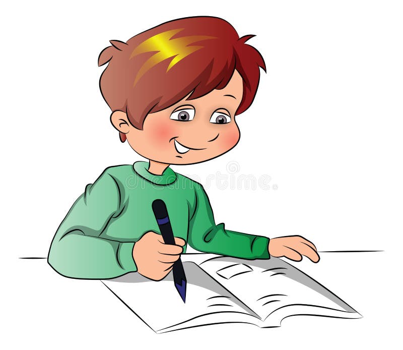 Vector of Boy Writing in Book Stock Vector - Illustration of writing ...