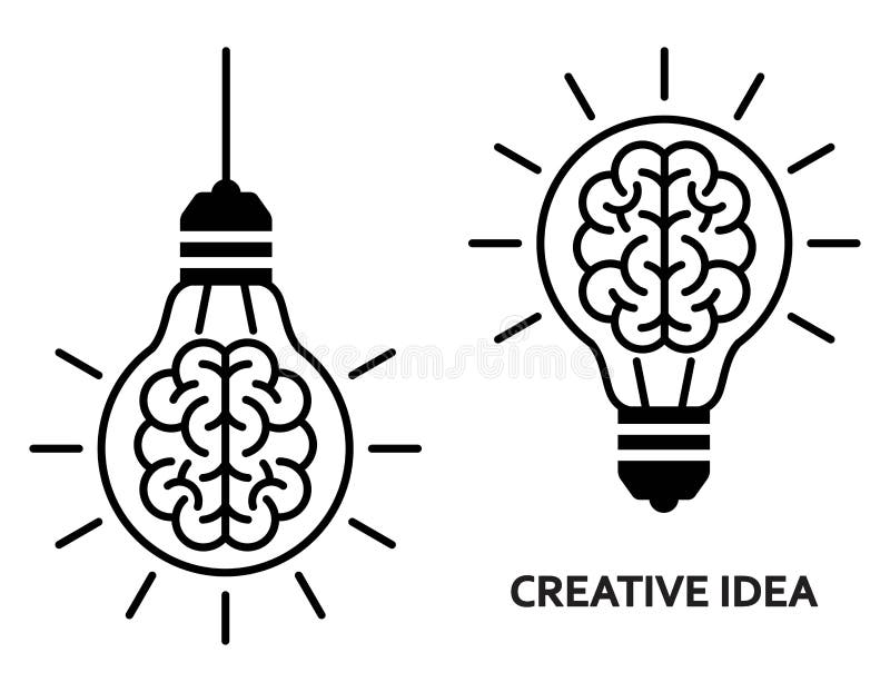 Vector Brain Creative Idea Symbols Stock Vector - Illustration of ...