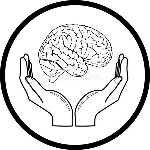 Vector brain in hands icon stock vector. Illustration of lobe - 5352967