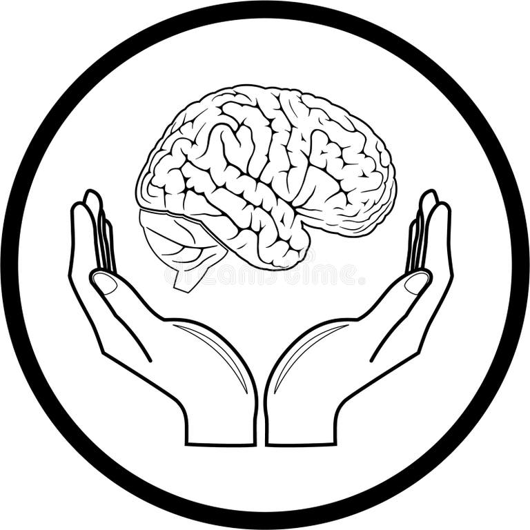 Vector brain in hands icon stock vector. Illustration of lobe - 5352967