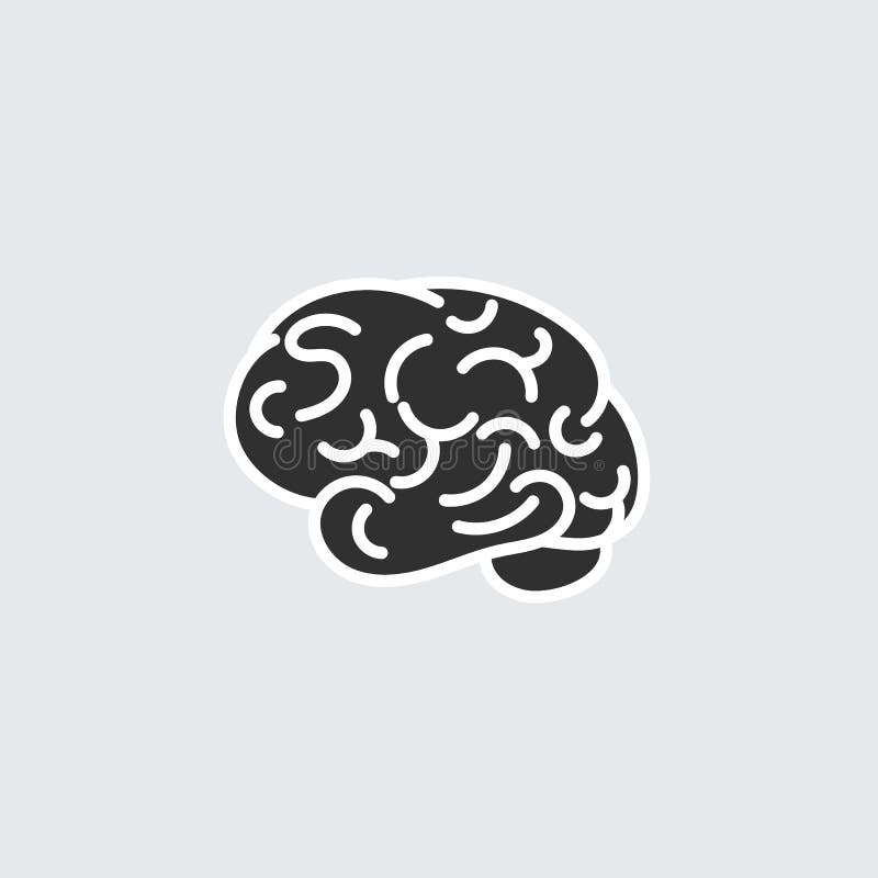 Vector Brain Icon, Minimal Illustration, Human Brain Isolated. Stock ...