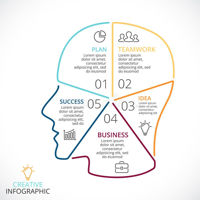 Vector Brain Linear Infographic. Template for Human Head Diagram ...