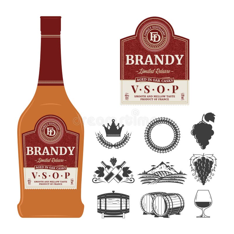 Vector Brandy Label on a Bottle Stock Vector - Illustration of alcohol ...