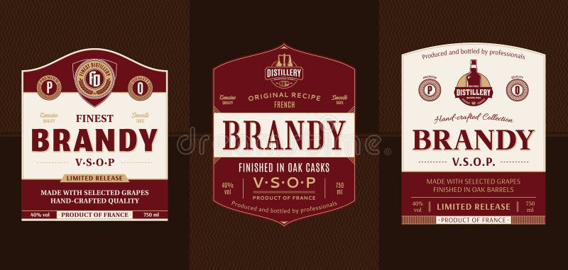 Vector Brandy Vintage Labels Stock Vector - Illustration of label ...