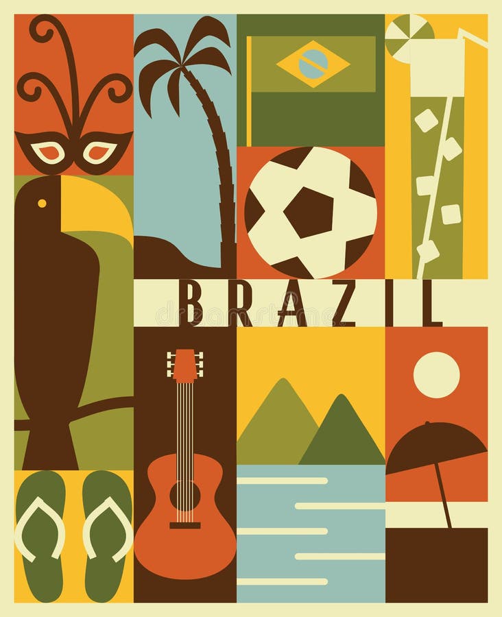 Vector Brazil icon set stock vector. Illustration of bird - 135167725