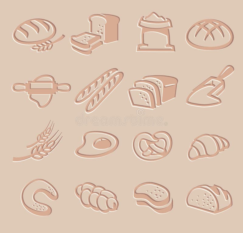 Bakery Icon Set, Flat Line Color Version, Vector Eps10 Stock Vector ...