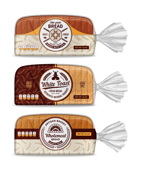 Vector Bread Packaging Design Stock Vector - Illustration of element ...