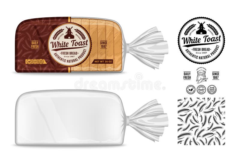 Vector Bread Packaging Design Stock Vector - Illustration of baked ...