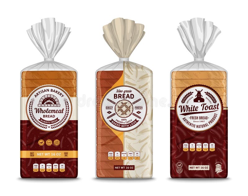 Vector Bread Packaging Design Stock Vector - Illustration of background ...