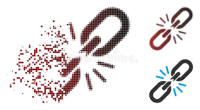 Disintegrating Pixel Halftone Break Chain Link Icon Stock Vector ...
