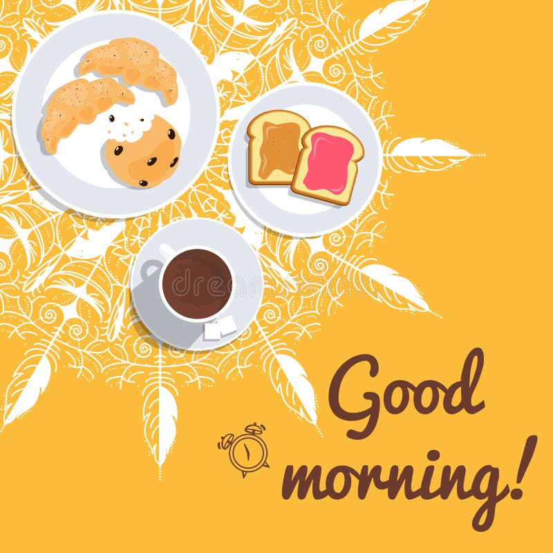 Vector. Breakfast on the Table, Good Morning Concept. Stock Vector ...