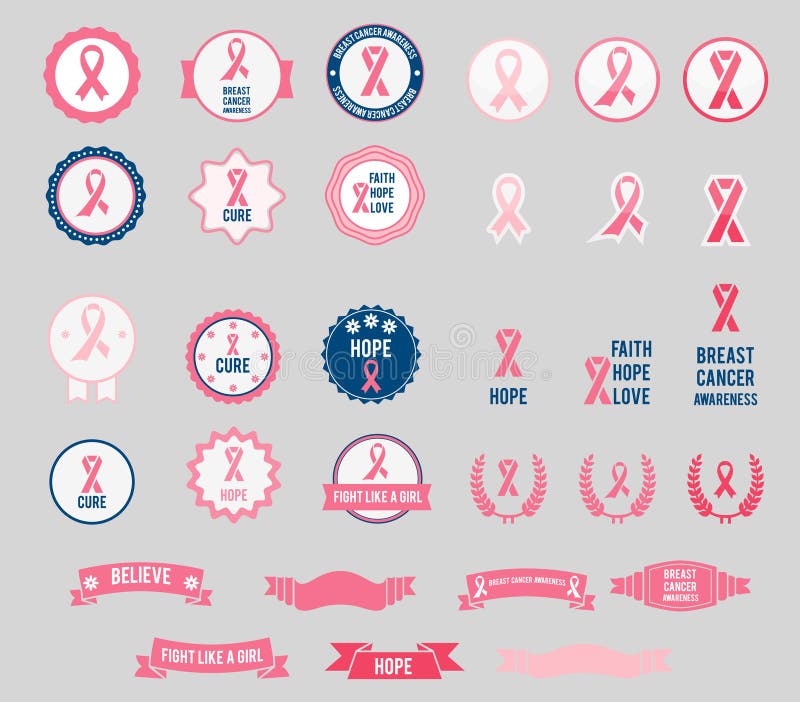 Vector Breast Cancer Awareness Ribbons and Badges Stock Vector ...