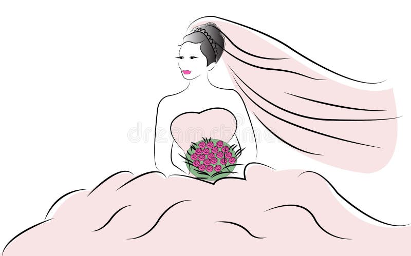 Vector bride in pink stock vector. Illustration of brown - 2362617