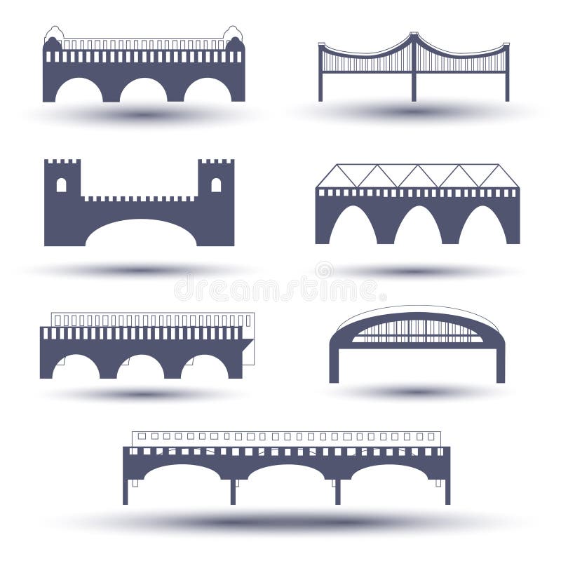 Vector bridge icon set stock vector. Illustration of draw - 54105085