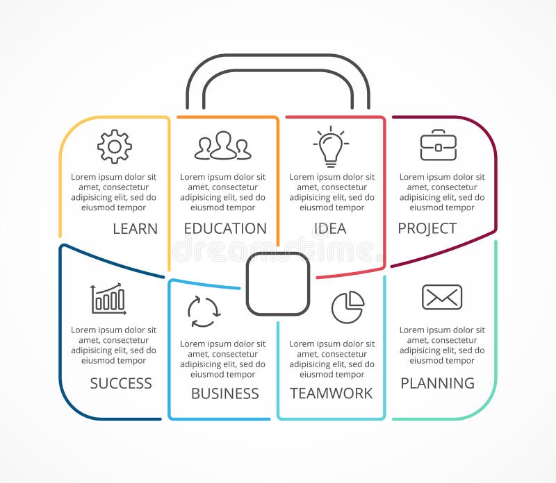 Vector Briefcase Linear Infographic. Template For Bag Diagram, Graph ...