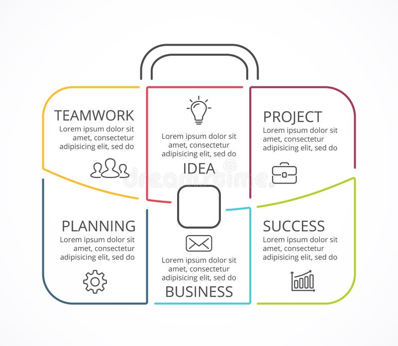 Vector Briefcase Linear Infographic. Template for Bag Diagram, Graph ...