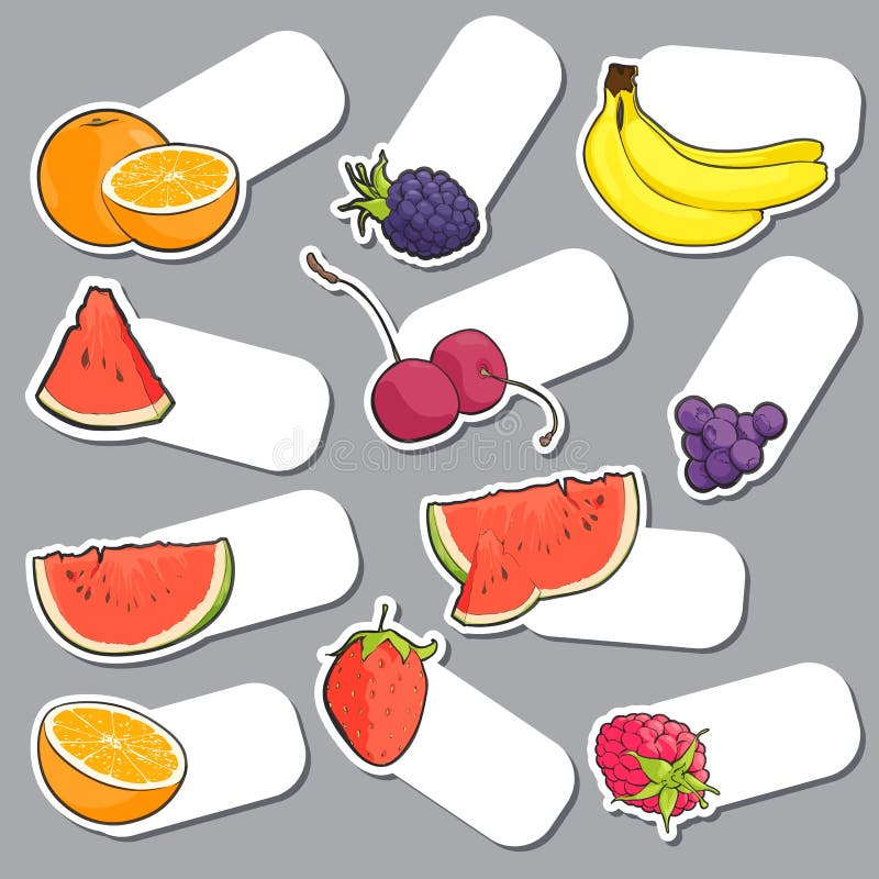 Fruit vector stickers stock vector. Illustration of orange - 121914958