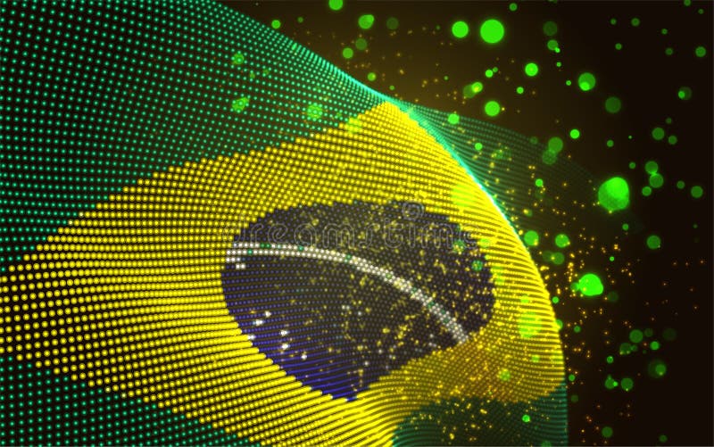 Vector Bright Glowing Country Flag of Abstract Dots. Brazil Stock ...
