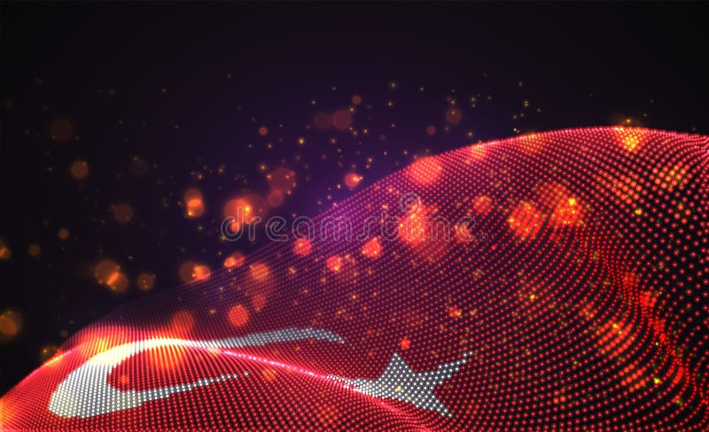 Vector Bright Glowing Country Flag of Abstract Dots. Turkey Stock ...
