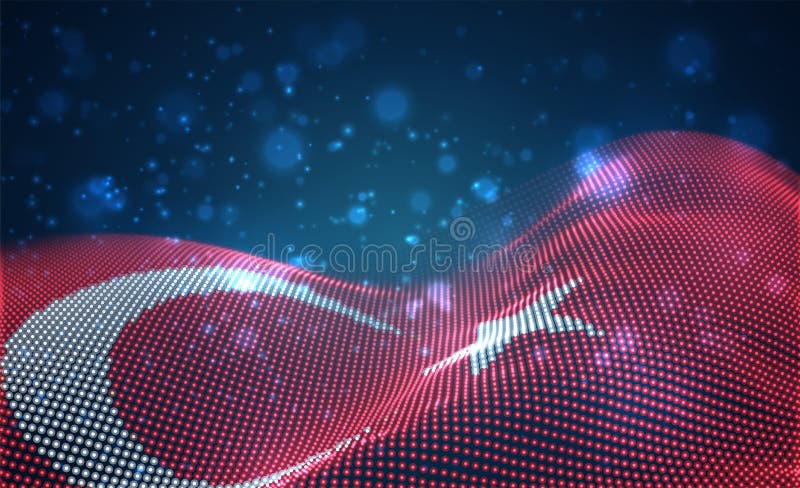 Vector Bright Glowing Country Flag of Abstract Dots. Turkey Stock ...
