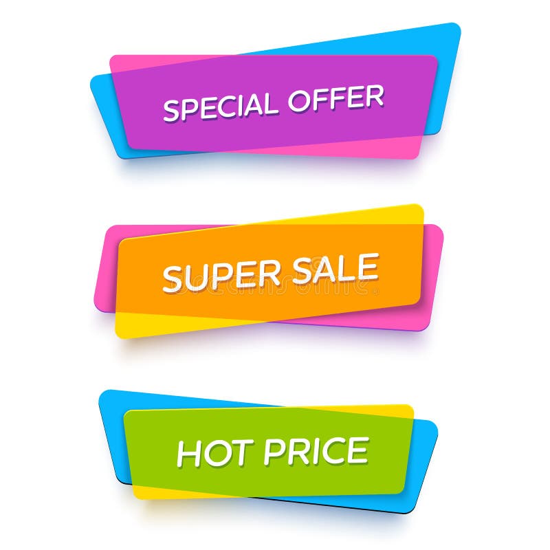 Vector Bright Plastic Banners for Online Store. Stock Illustration ...