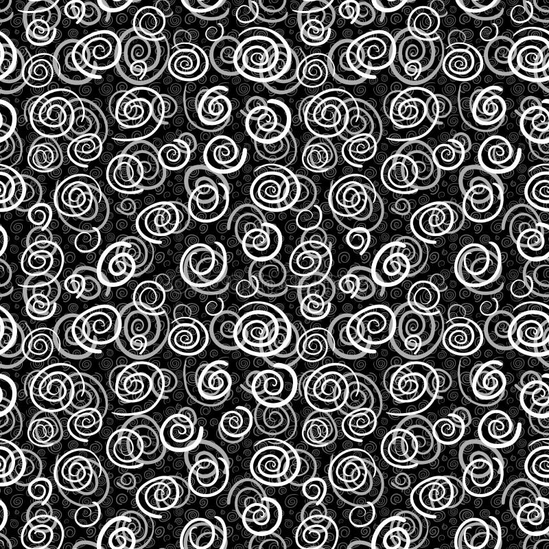 Vector Spirals on Black Background - Seamless Patt Stock Vector - Illustration of curves, grunge ...