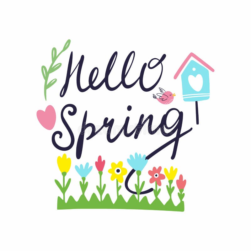 Vector Bright Spring Calligraphy Written by Hand Stock Vector ...