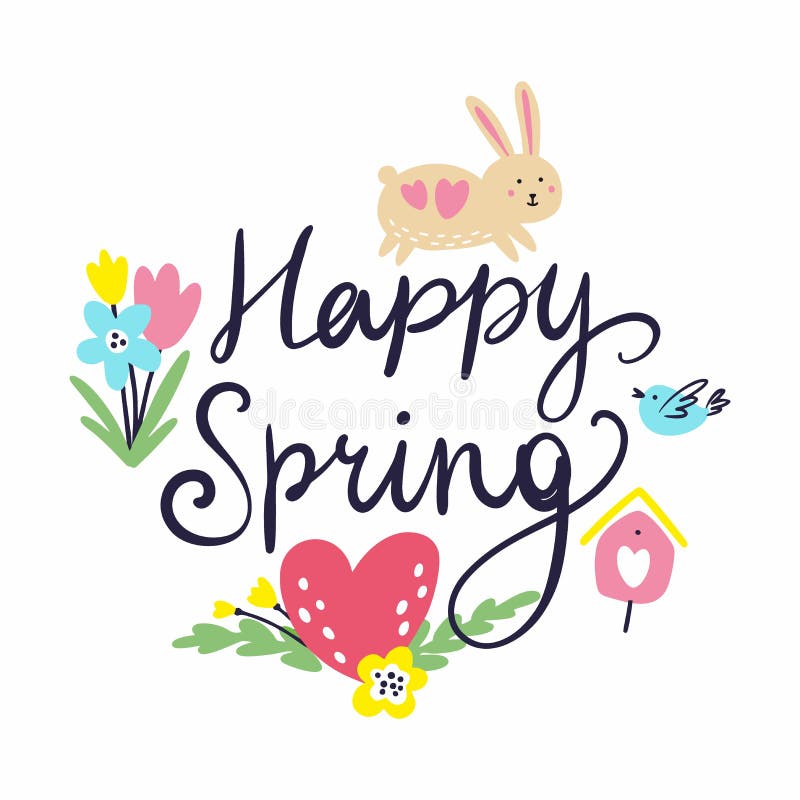 Vector Bright Spring Calligraphy Written by Hand Stock Vector ...