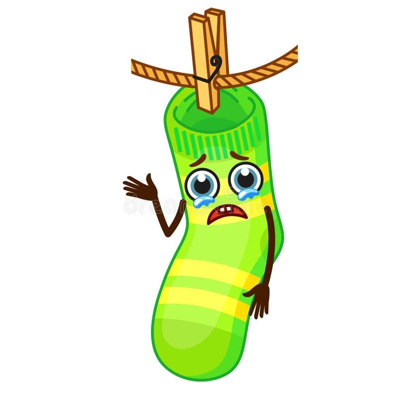 Vector Bright Sticker. Funny Sad Emoji Socks in a Cartoon Style Stock ...