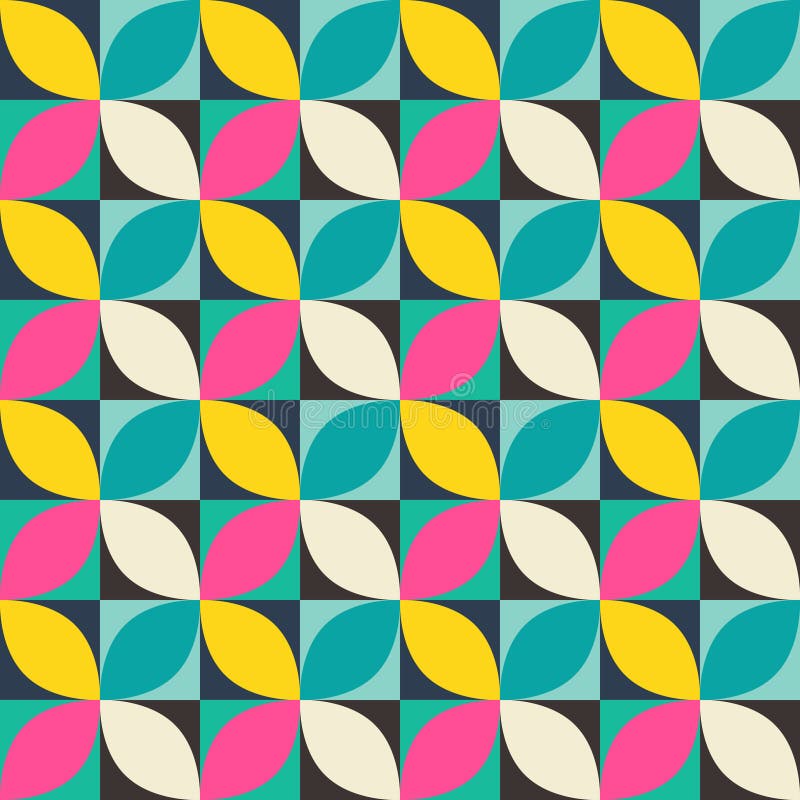 Vector Bright Summer Seamless Pattern Assembled from Squares with Geometric Ornaments. Vector ...