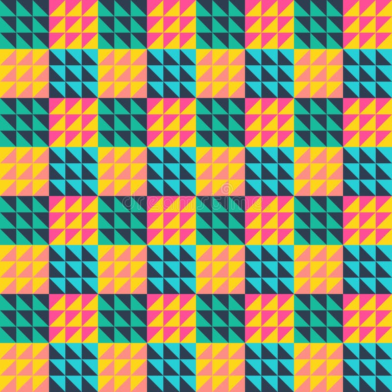 Vector Bright Summer Seamless Pattern Assembled from Squares with Geometric Ornaments. Vector ...