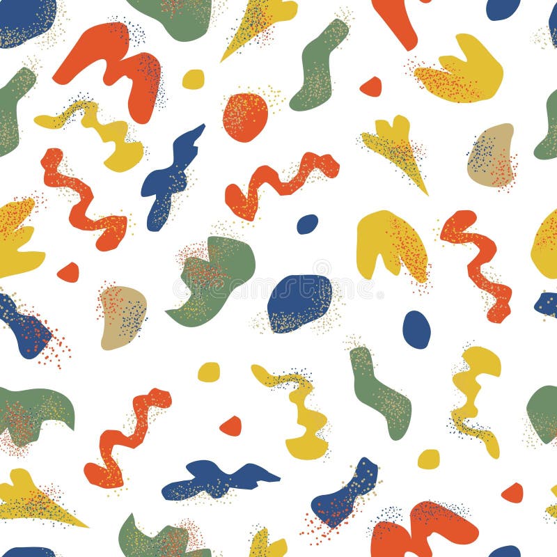 Vector Bright Textural Abstract Seamless Pattern on White Isolated ...